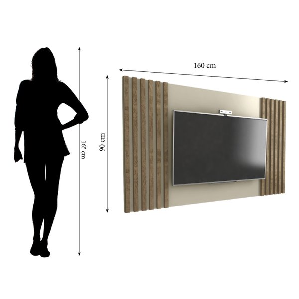 Painel Ripado para TV até 60 Polegadas Dallas 1,60x90cm - Off White ...